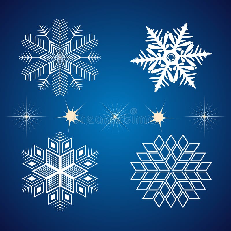 Set of Snowflakes and Stars Vector Stock Vector - Illustration of ...