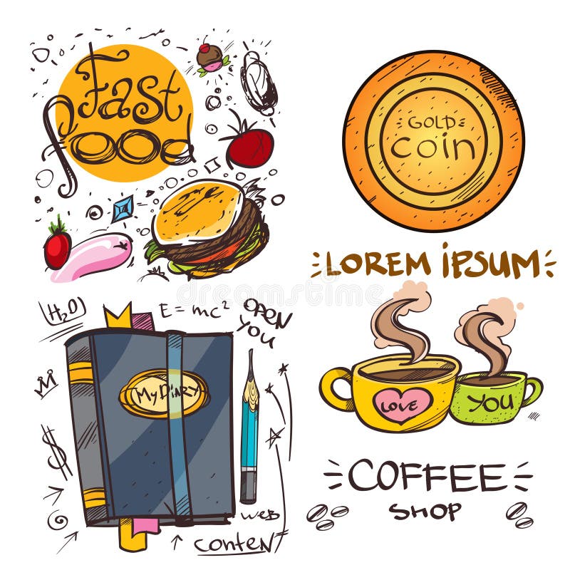 Set of Social Icons in Hand-drawn Drawing Style. Sketch of Various ...
