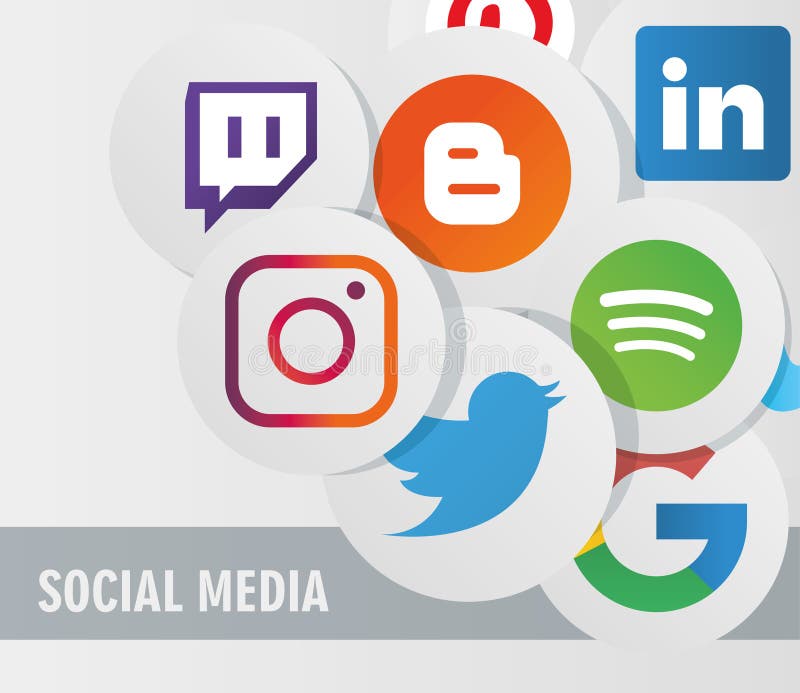 Set of Social Media Network Logos, Round Desing Editorial Photo ...