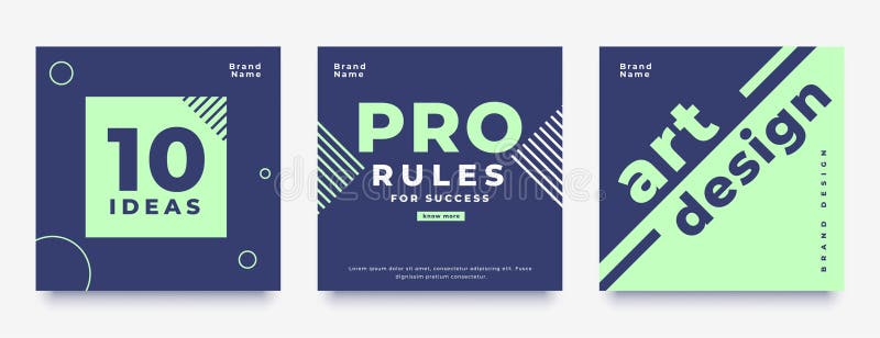 Set of Social Media Post Template in Abstract Style Stock Illustration ...