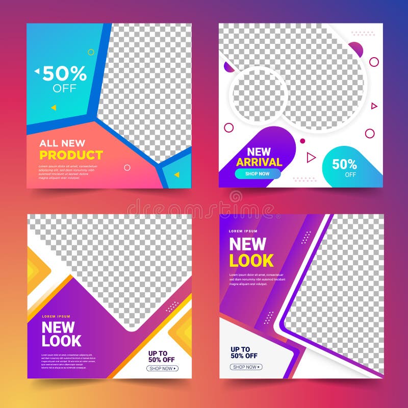 Social Media Post Template Yellow Editable Banner Square Stock ...
