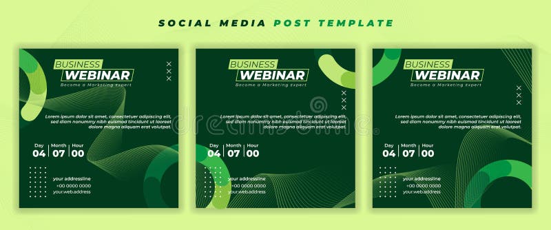 Set of Social Media Post Template with Green Design Stock Vector ...