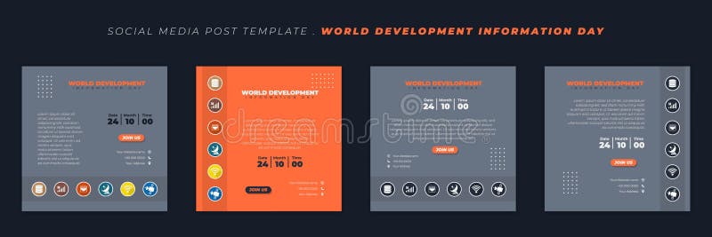 Set of Social Media Post Template with Information Technology Icons ...