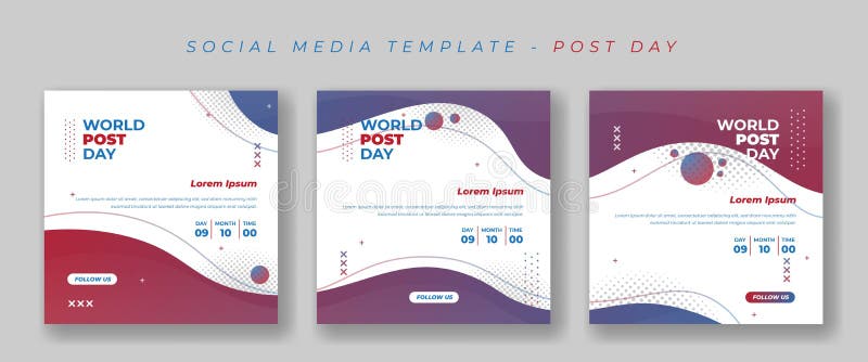 Set of Social Media Post Template for World Post Day Campaign Design ...