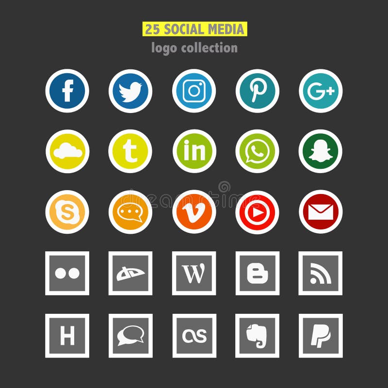 Set of 25 Social Network Logos. Editorial Photo - Illustration of ...