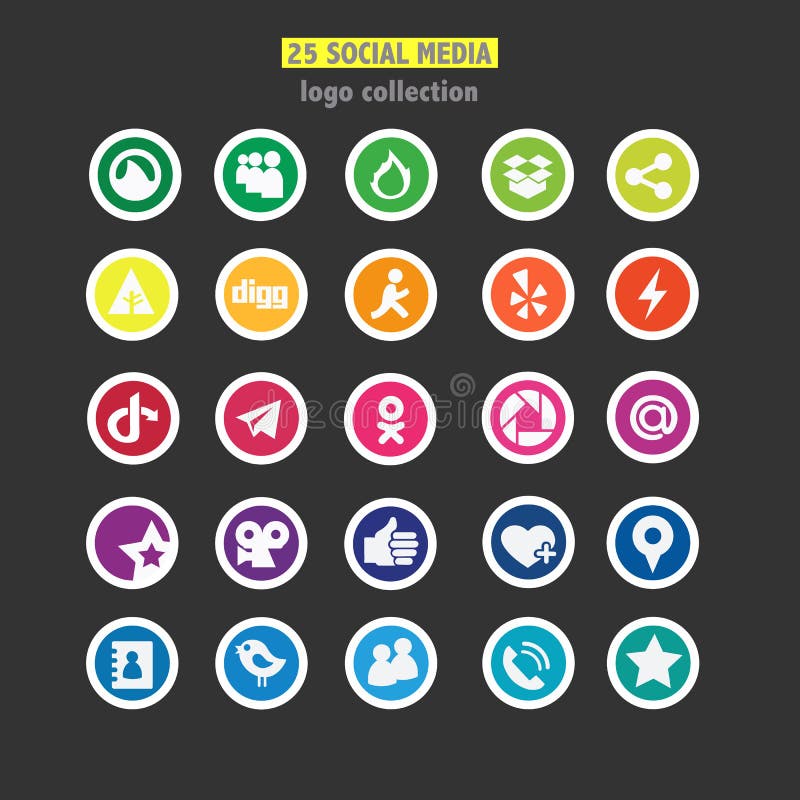 Set of 25 Social Network Logos. Editorial Stock Photo - Illustration of ...