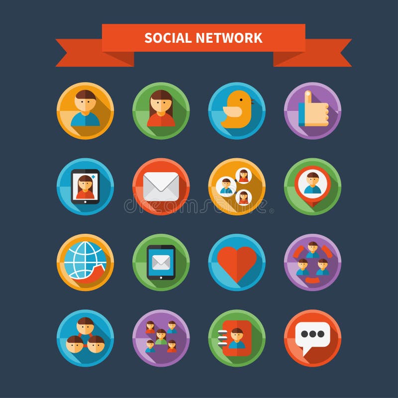 Set of Social Network and Media Icons Stock Vector - Illustration of ...