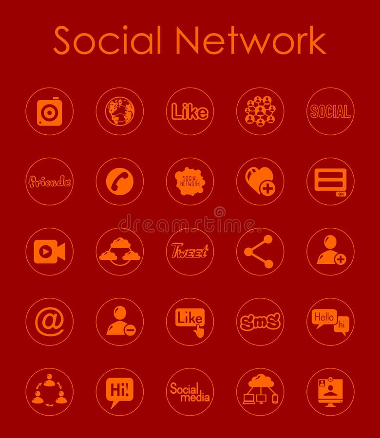 Set of Social Network Simple Icons Stock Vector - Illustration of ...