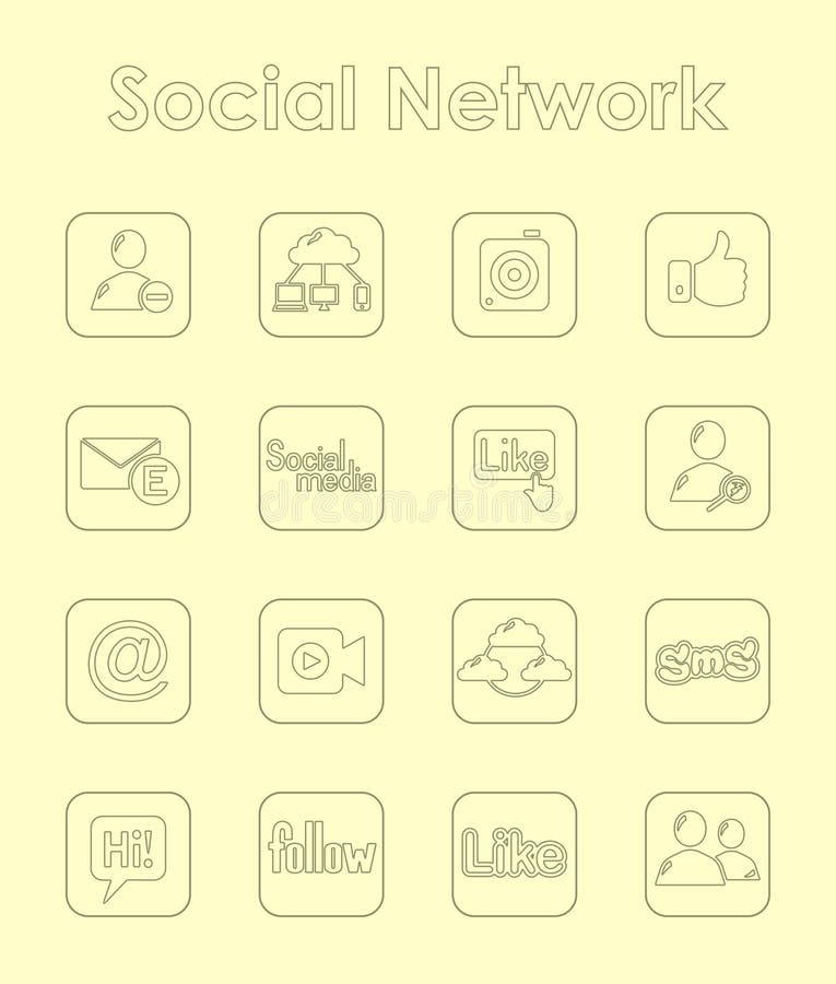 Set of Social Network Simple Icons Editorial Stock Image - Illustration ...