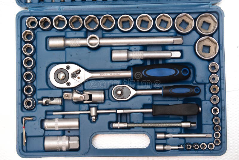 Set of Socket Wrench in Plastic Box Stock Photo - Image of repairing ...