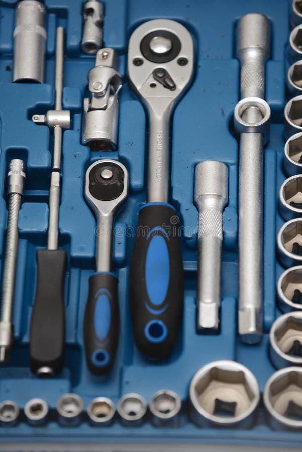Set of Socket Wrench in Plastic Box Stock Image - Image of socket ...