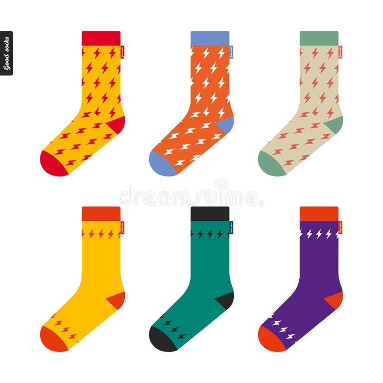 Set of Socks with Flash Pattern Stock Vector - Illustration of kids ...