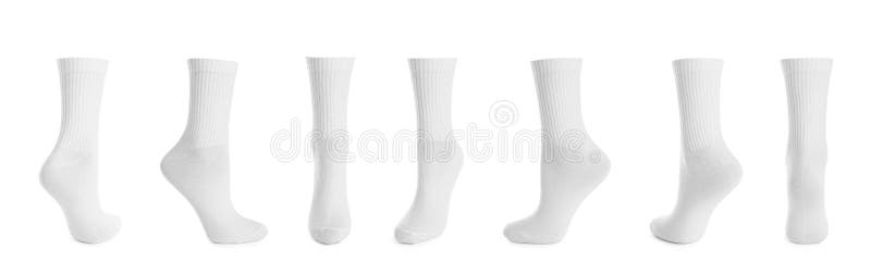 Set with Socks on White Background. Banner Design Stock Photo - Image ...
