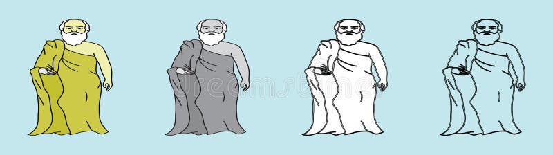 Set of Socrates Classical Greek Philosopher Cartoon Icon Design ...