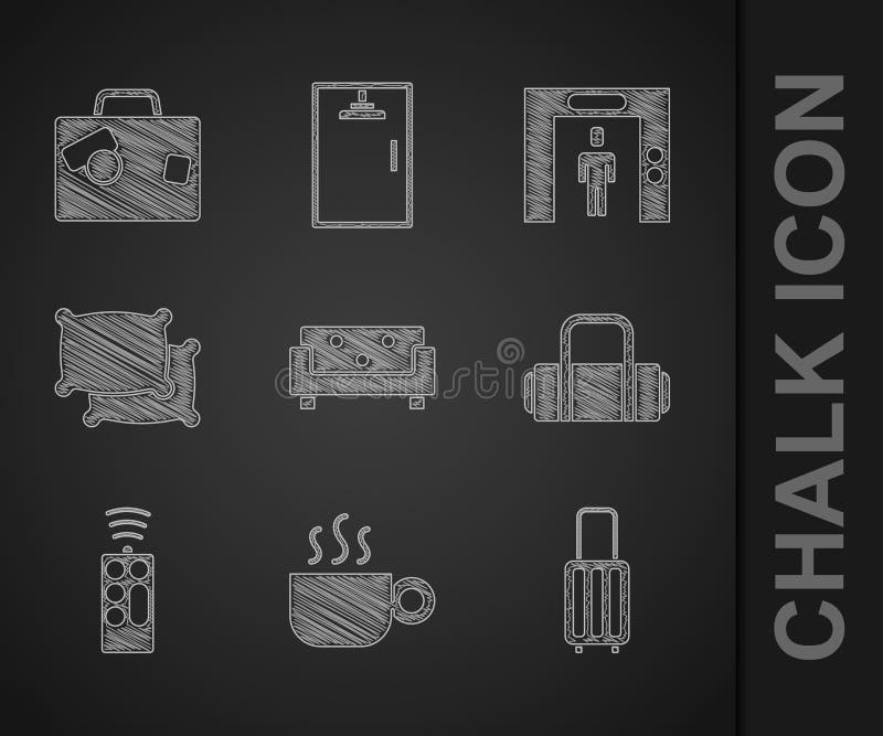 Set Sofa, Coffee Cup, Suitcase, Remote Control, Pillow, Lift and Icon ...