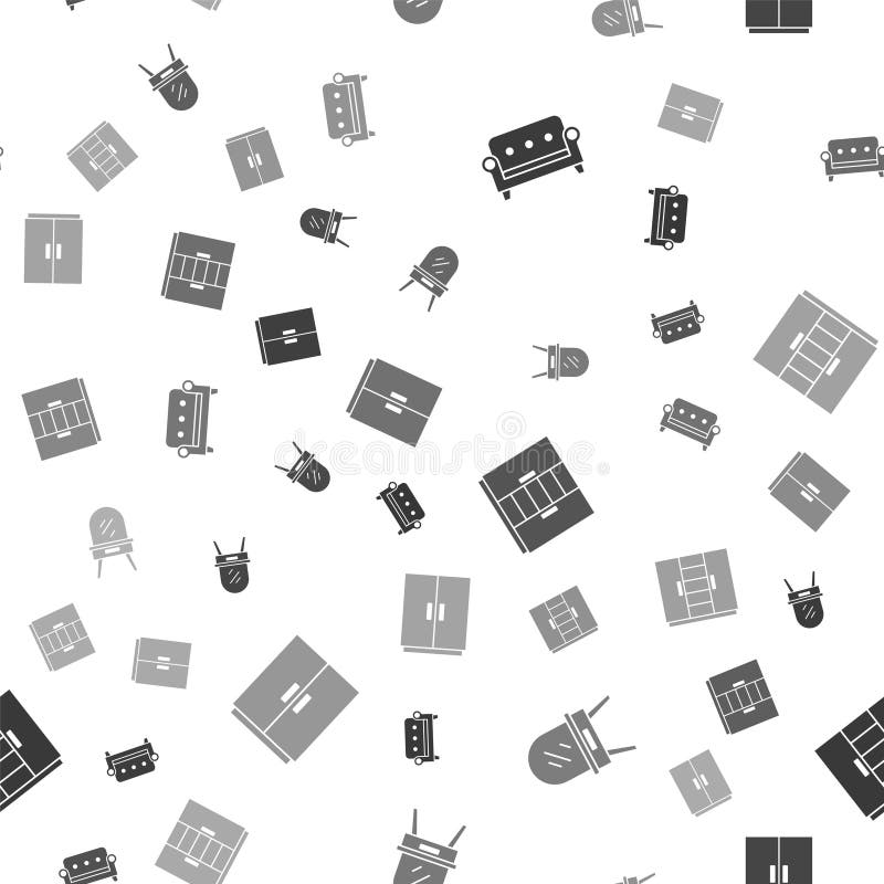 Set Sofa, Dressing Table, Wardrobe and on Seamless Pattern. Vector ...