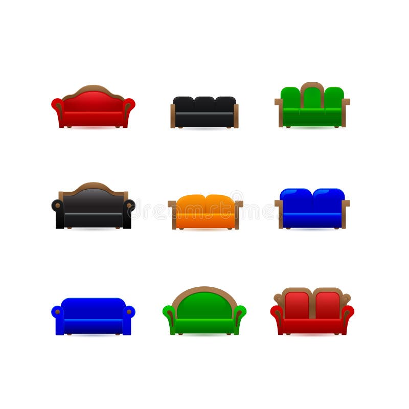 Set sofa icons stock illustration. Illustration of collection - 26983249
