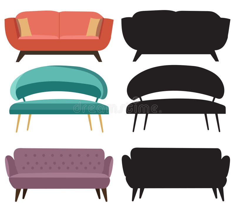 Set of Sofas on White Background Vector Vector Stock Illustration - Illustration of furniture ...