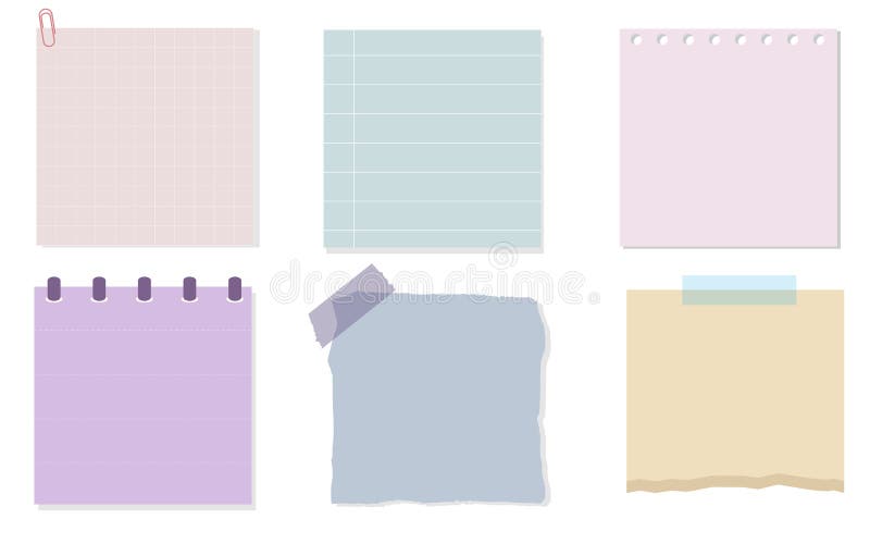 Set of the Soft Color Notepad, Torn Paper, Memo, Sticky Note, Reminder ...