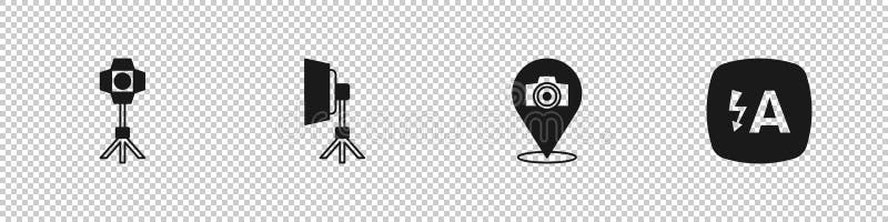 Set Softbox Light, , Photo Camera and Auto Flash Icon. Vector Stock ...