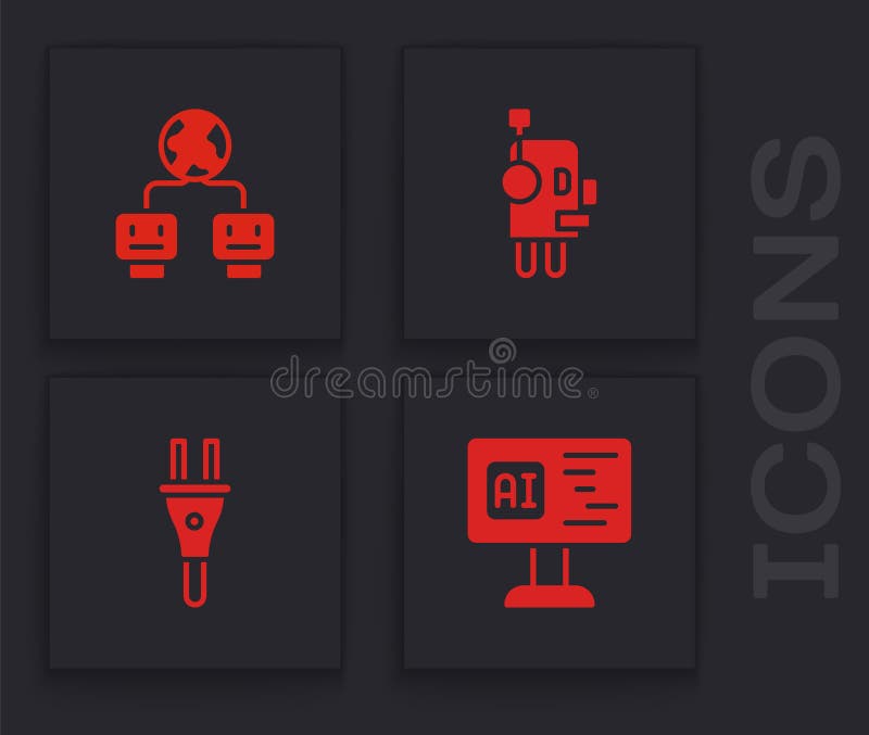 Set Software, Artificial Intelligence, Robot and Electric Plug Icon ...