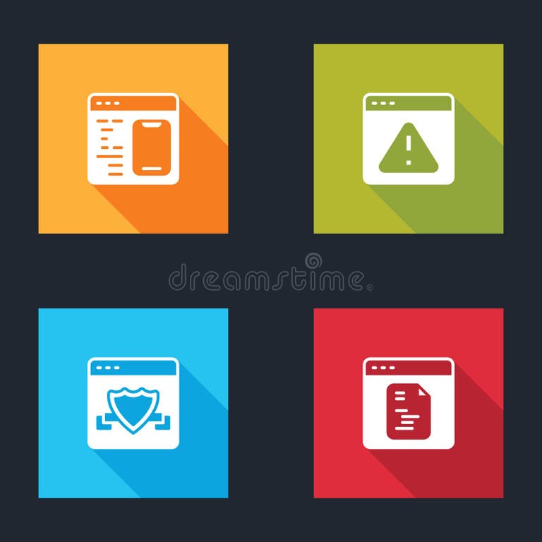 Set Software, Browser with Exclamation Mark, Shield and Icon. Vector ... Set Software, Browser with Exclamation Mark, Shield and Icon. Vector ...