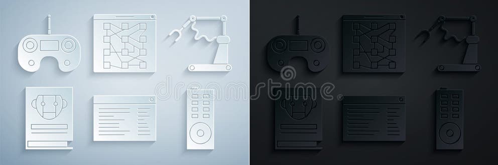 Set Software, Web Developer Programming Code, Industrial Machine Robotic Robot Arm Hand Factory ...