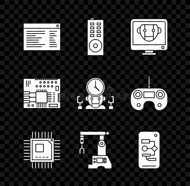 Set Software Web Developer Programming Code Remote Control Bot Processor With Microcircuits