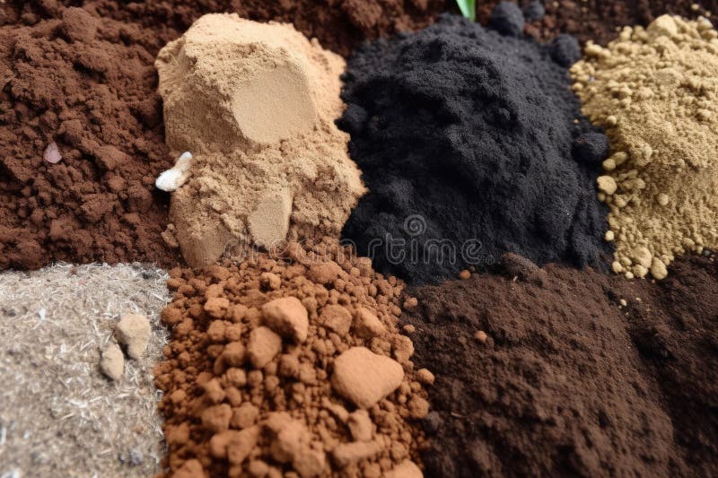 A Set of Soil Samples, Fertile and Clay. Generative Ai Stock ...