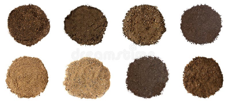 Set of Soil on White Background Stock Image - Image of brown, heap ...