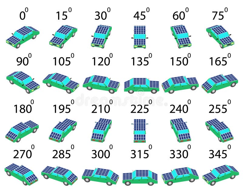 A Set of 24 Solar Cars from Different Angles. Stock Vector ...