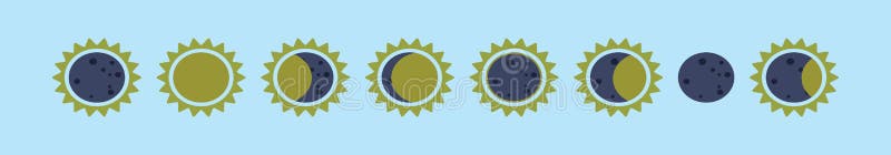 Set of Solar Eclipse Cartoon Icon Design Template with Various Models ...