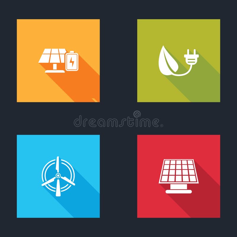 Set Solar Energy Panel and Battery, Electric Saving Plug in Leaf ...