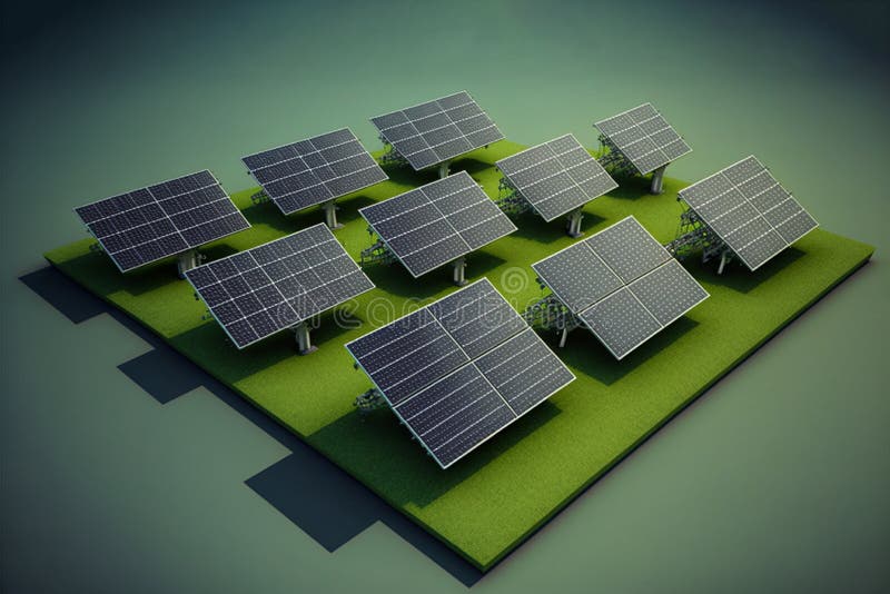A Set of Solar Panels. 3D Rendering Stock Illustration - Illustration ...