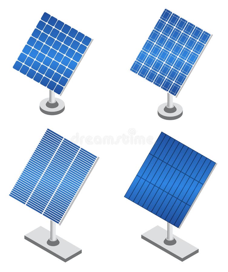 Set of Solar Panels in Isometric Projection. Stock Vector ...