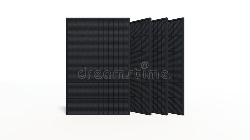 Set of 4 Solar Panels on White Background Stock Illustration ...