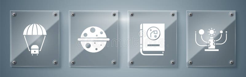 Set Solar System, Book by Astronomy, Planet Saturn and Space Capsule ...