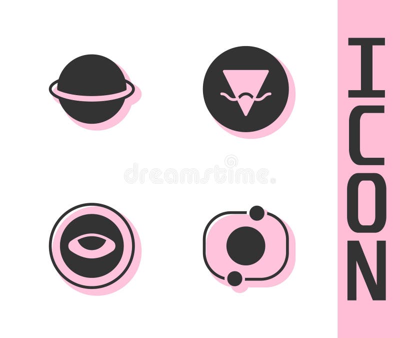 Set Solar System, Planet Saturn, Medallion with Eye and Earth Element ...