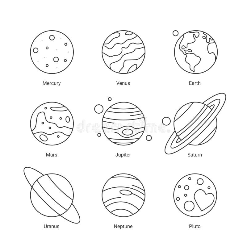 Set of Solar System Planets Signed with Names Stock Vector ...
