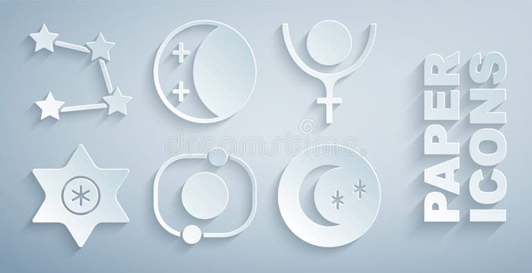 Set Solar System, Symbol Pluto, Falling Star, Moon and Stars, Eclipse ...