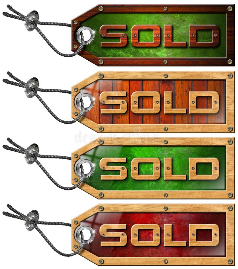 Set Sold Tags on White Background Stock Illustration - Illustration of ...