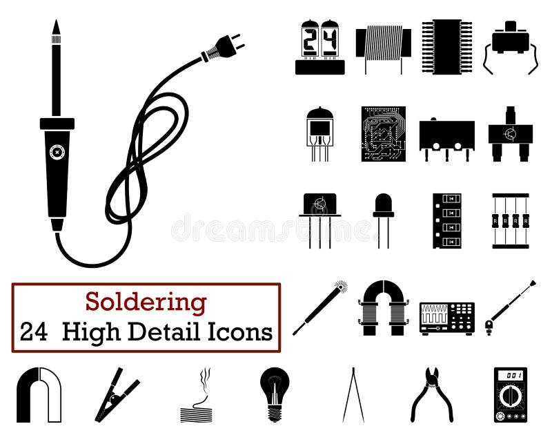 Set of 24 Soldering Icons stock vector. Illustration of button - 71799538