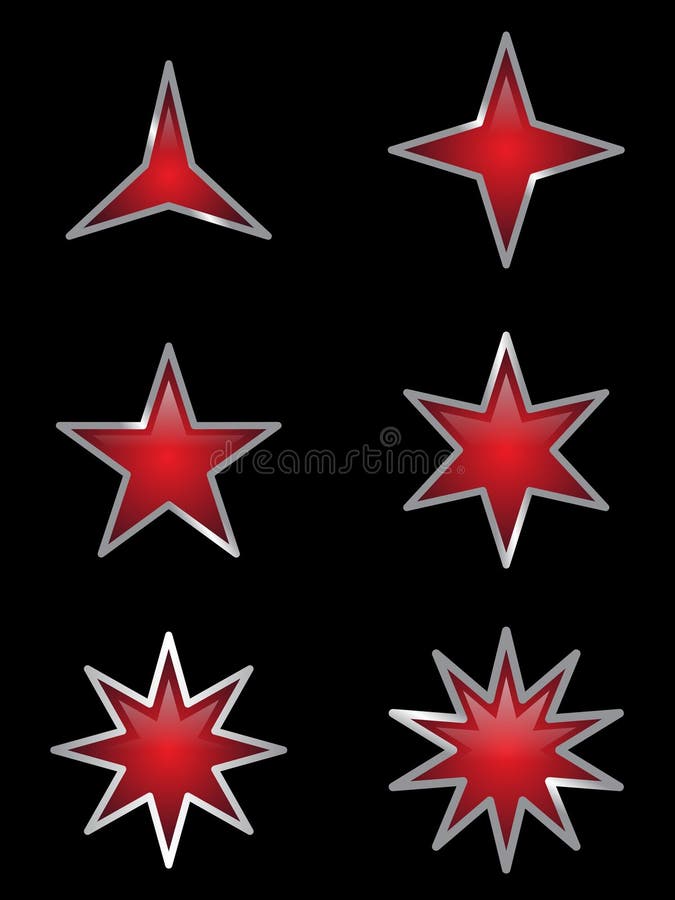 Set of Some Variation Shaped Stars Sign Symbol Button on the Black ...