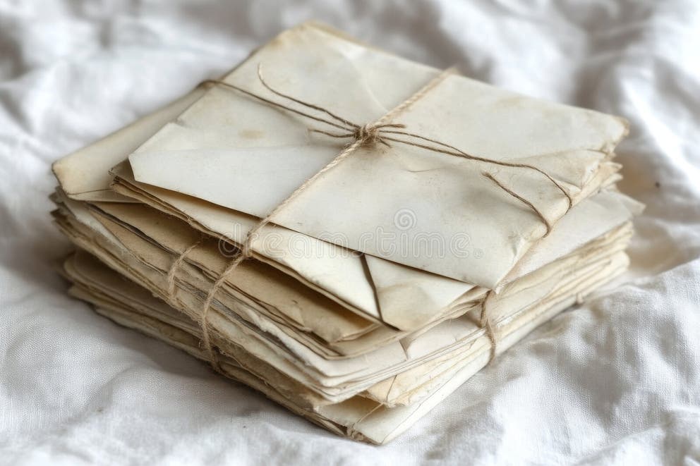 A Set of Somewhat Worn Manila Envelopes, Secured with Coarse String ...