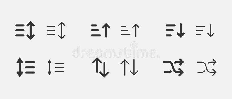 Set of Sort Vector Icon Isolated for Web and App Design Stock Vector ...