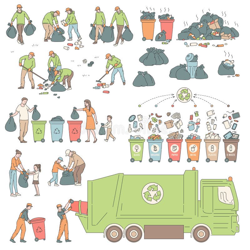 People Sorting Garbage and Send Truck for Recycling. Volunteers Clean ... People Sorting Garbage and Send Truck for Recycling. Volunteers Clean ...
