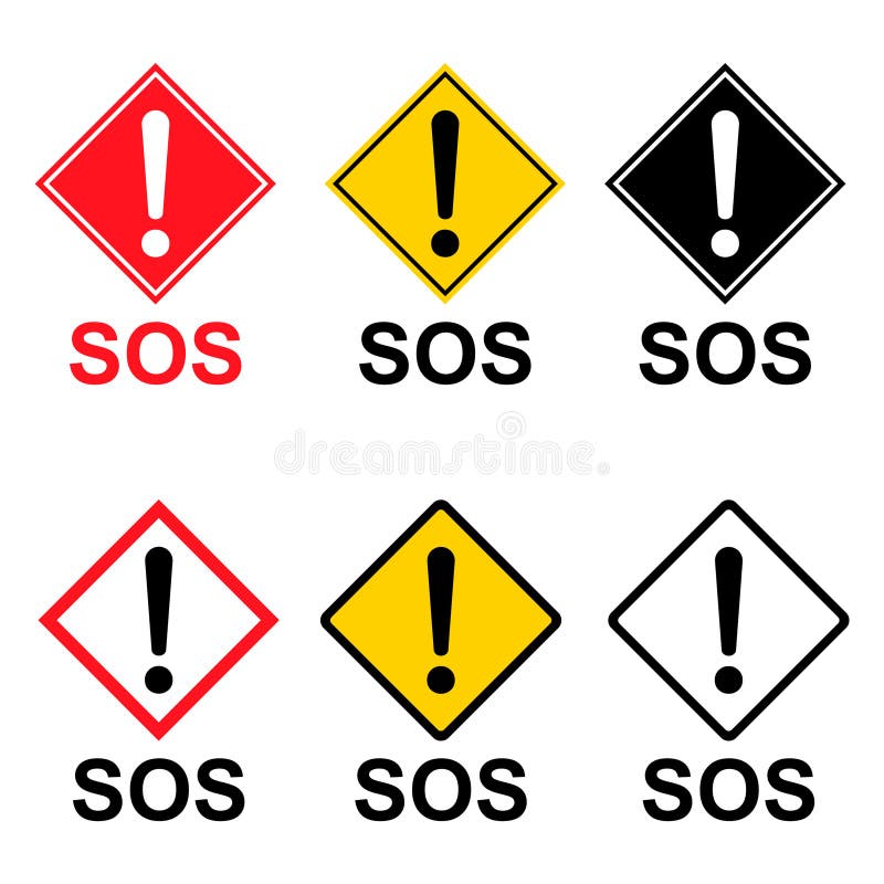 Set of SOS Help Icon, Safety Support Alert Design, Save Vector ...