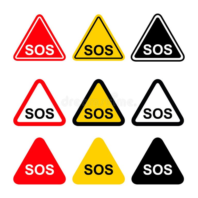 Set of SOS Help Icon, Safety Support Alert Design, Save Vector ...