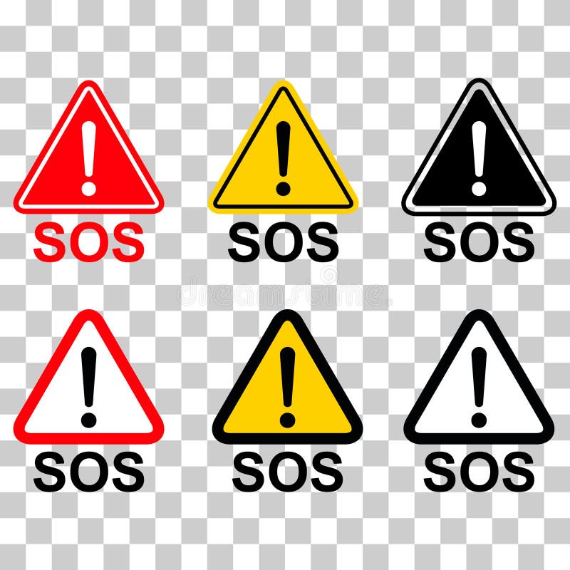 Set of SOS Help Icon, Safety Support Alert Design, Save Vector ...