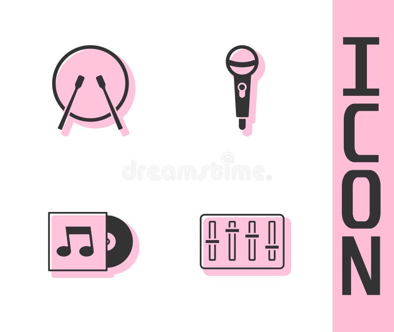 Set Sound Mixer Controller, Drum and Drum Sticks, Vinyl Disk and ...